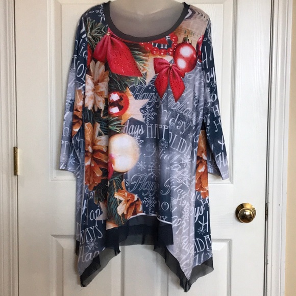 ONE WORLD | Tops | One World Christmas Holiday Print Top Like New X ...